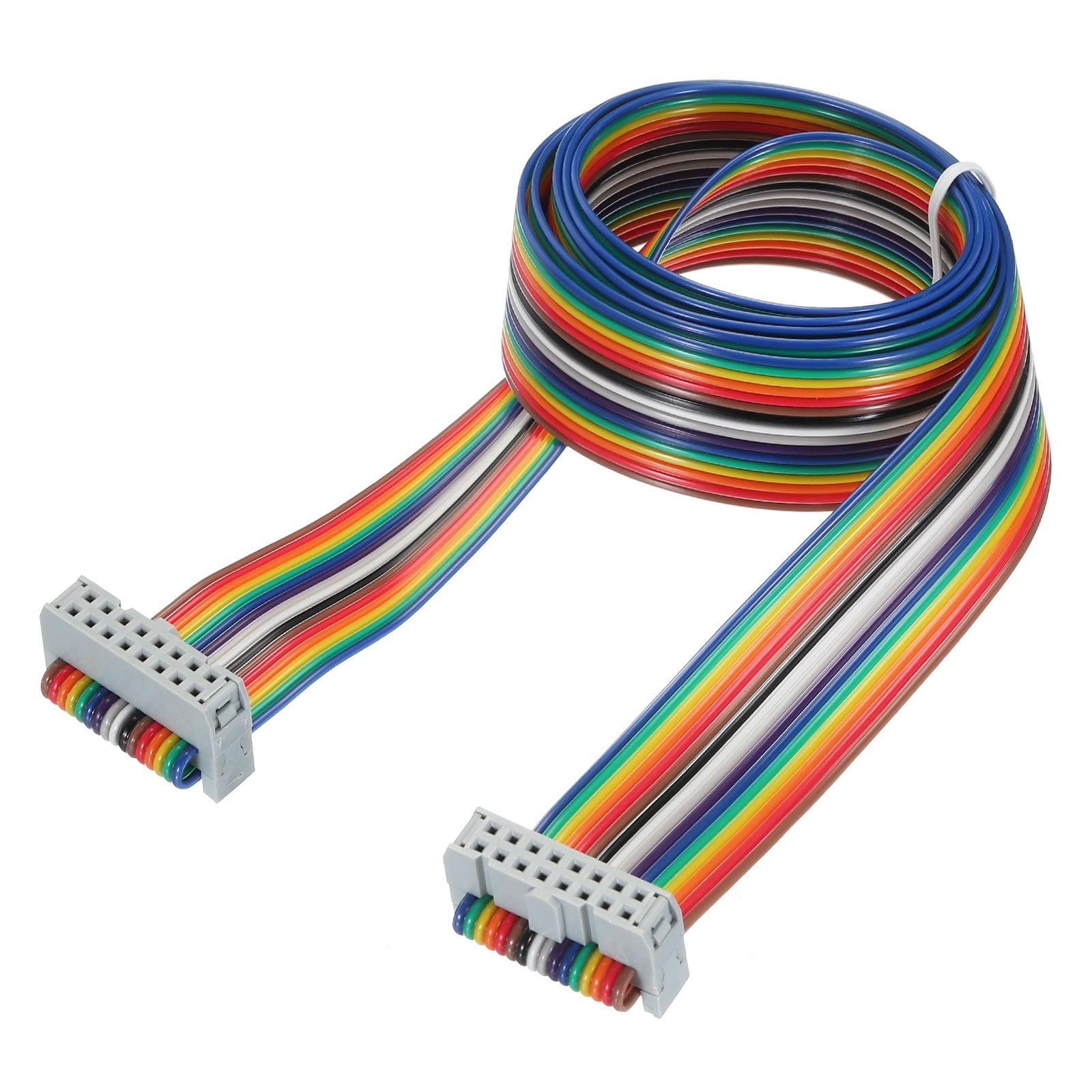 1 Pcs 16 Pin Flat Rainbow Ribbon Cable FC/FC Female Connector 3.3FT 2 ...