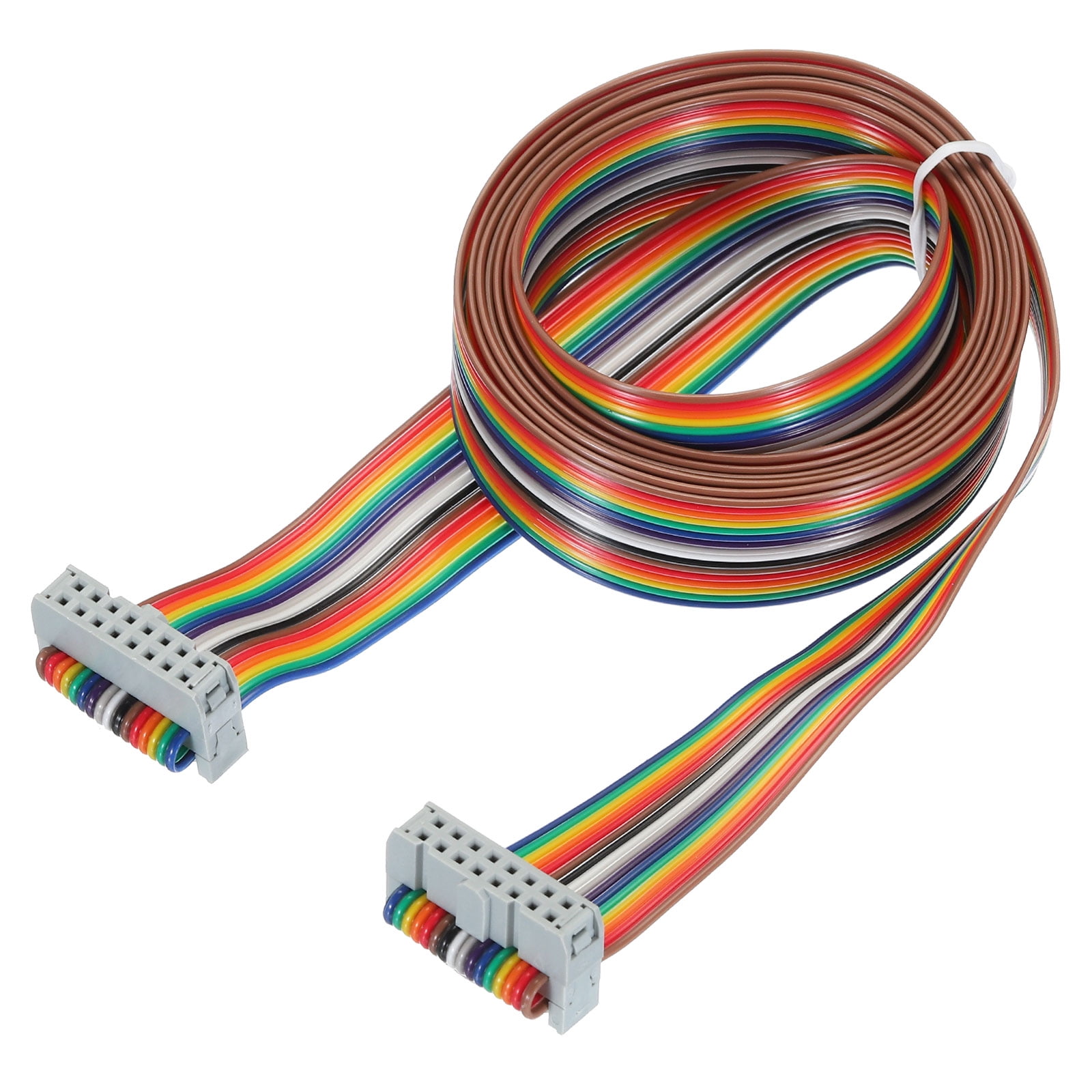 1 Pcs 16 Pin Flat Rainbow Ribbon Cable FC/FC Female Connector 4.9FT 2 ...