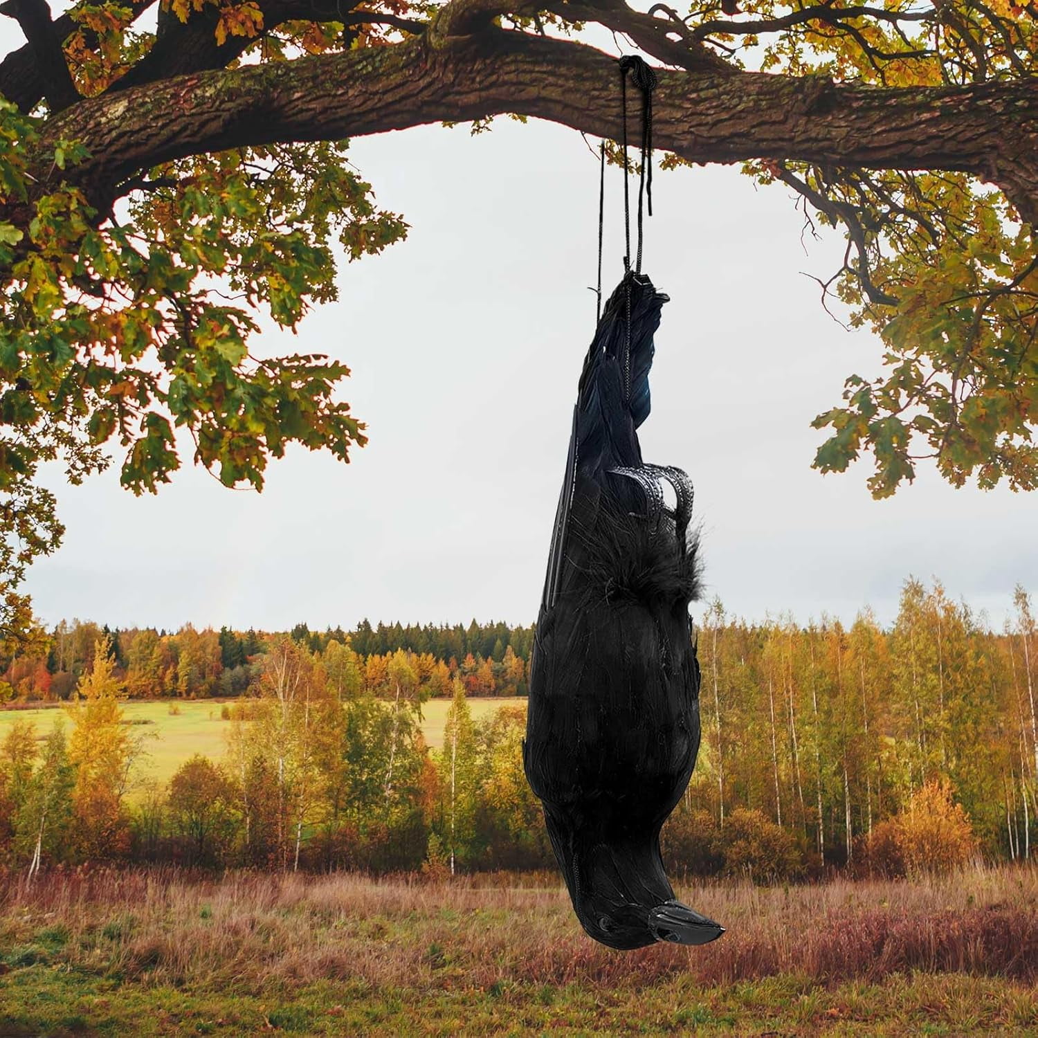 1 Pcs 17 Inch Realistic Hanging Dead Crows Decoy Life Size Black ...