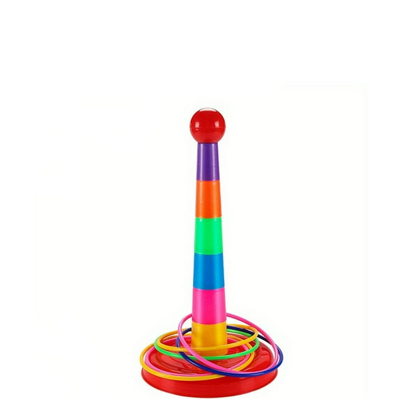 1 Pcs 2 Sets 13 Inch Plastic Ring Toss Game for Kids Colorful Tossing and Active Play Set Travel ...