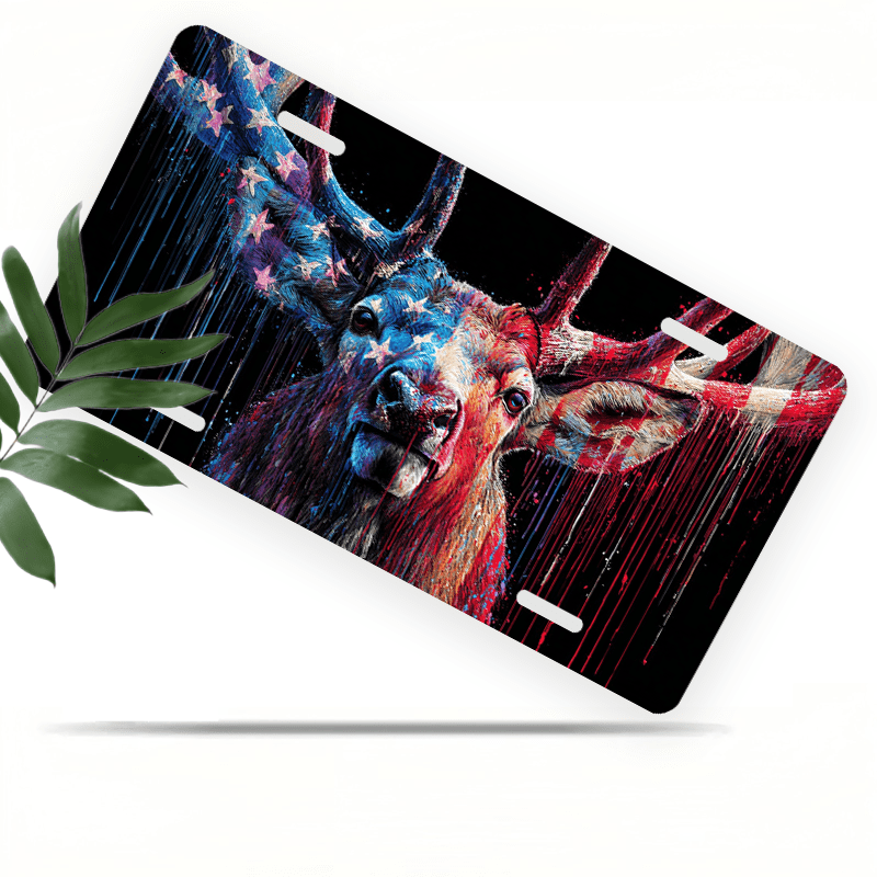1 Pcs 2D Flat License Plate Covers & Frames, American Deer For ...