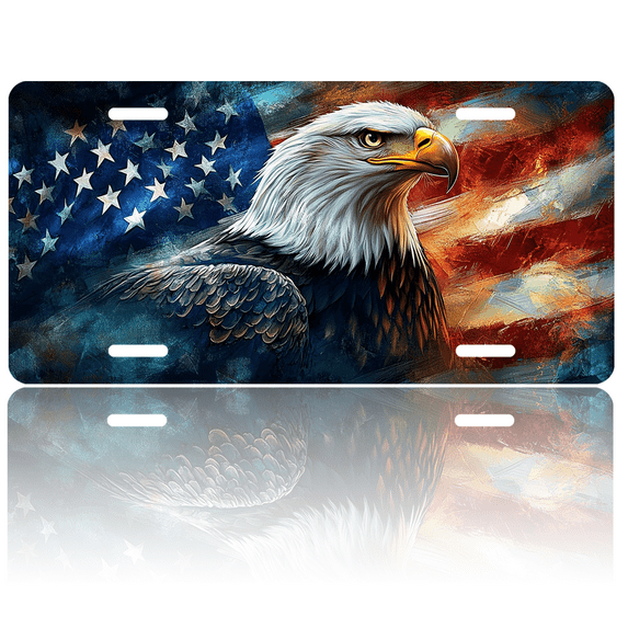 1 Pcs 2D Flat License Plate Covers & Frames, American Eagle For ...