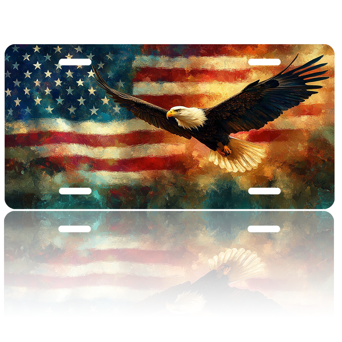 1 Pcs 2D Flat License Plate Covers & Frames, American Eagle Against ...