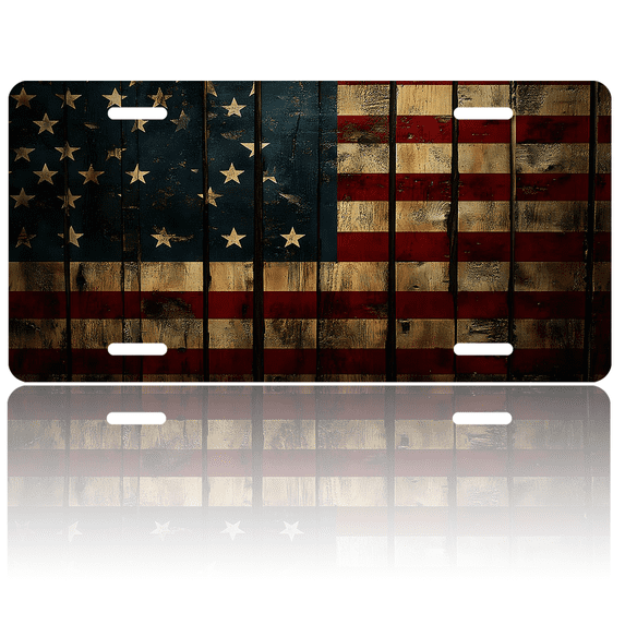 1 Pcs 2D Flat License Plate Covers & Frames, American Flag on For ...