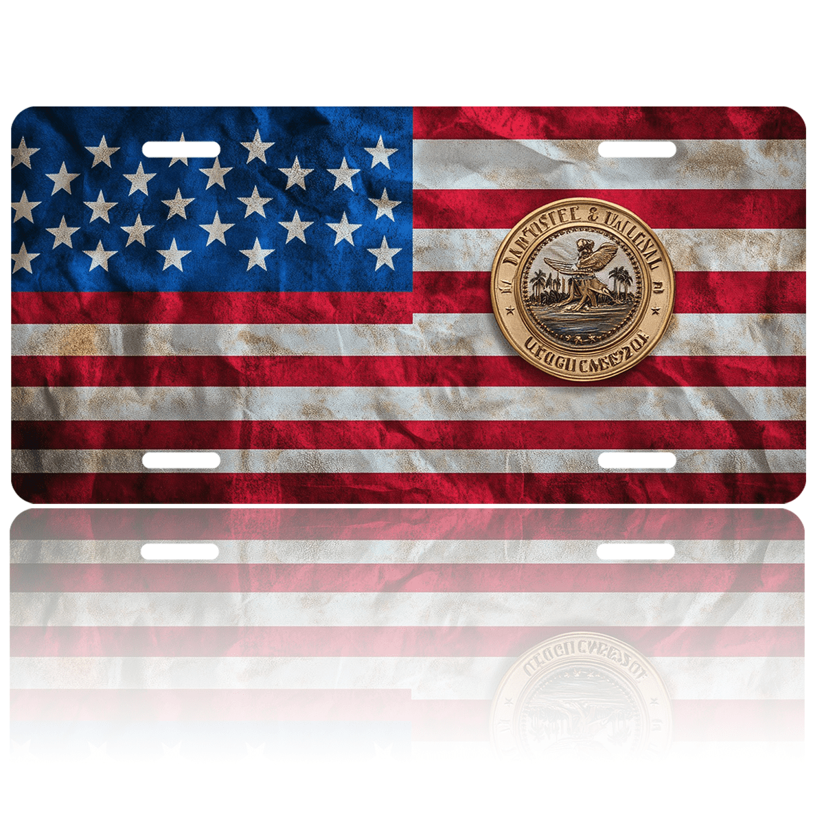 1 Pcs 2D Flat License Plate Covers & Frames, American Flag with For ...