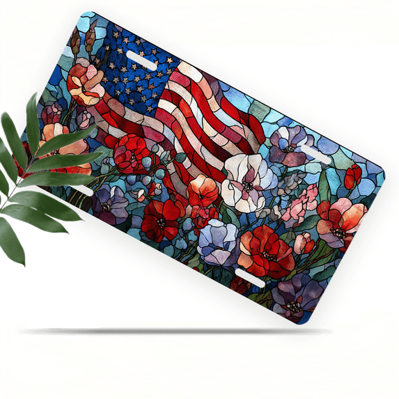 1 Pcs 2D Flat License Plate Covers & Frames, American Flag For ...