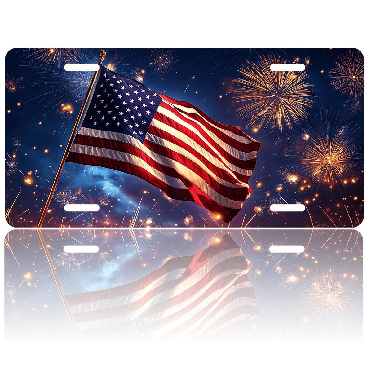 1 Pcs 2D Flat License Plate Covers & Frames, American Flag and ...