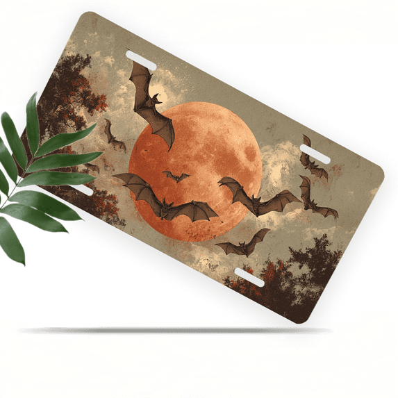 1 Pcs 2D Flat License Plate Covers & Frames, Bats Flying For Decorative ...