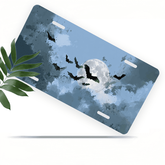 1 Pcs 2D Flat License Plate Covers & Frames, Bats Flying under For ...