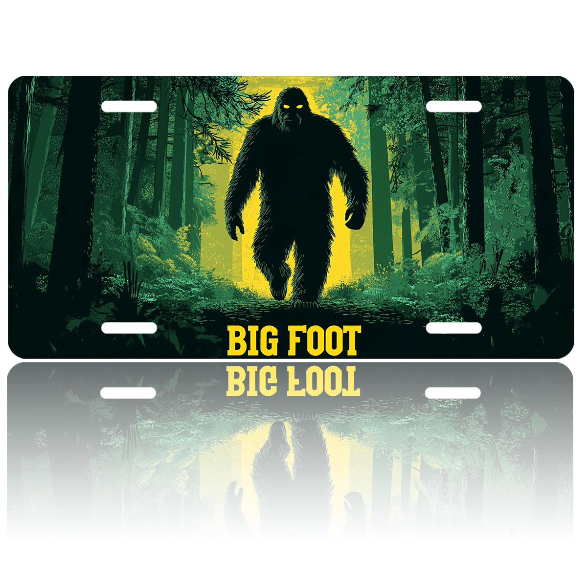 1 Pcs 2D Flat License Plate Covers & Frames, Big Foot For Decorative ...