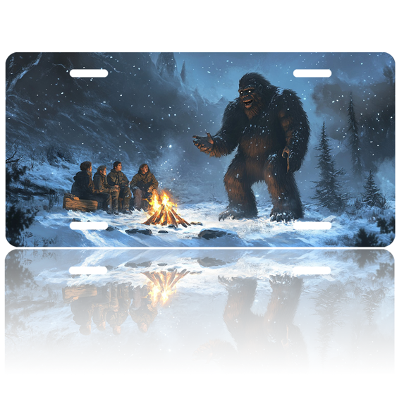 1 Pcs 2D Flat License Plate Covers & Frames, Bigfoot and Four People ...