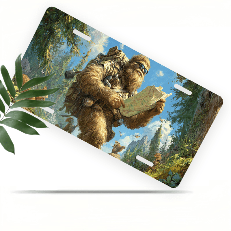 1 Pcs 2D Flat License Plate Covers & Frames, Bigfoot Hiking For ...