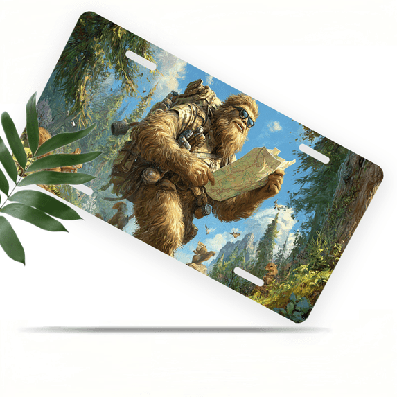 1 Pcs 2D Flat License Plate Covers & Frames, Bigfoot Hiking For ...