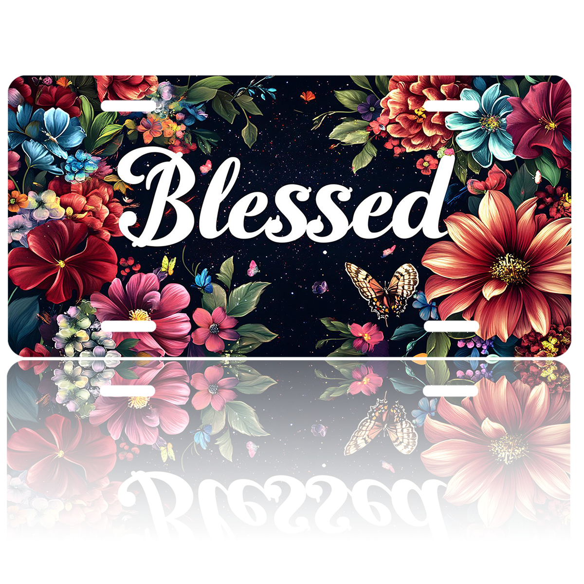 1 Pcs 2D Flat License Plate Covers & Frames, Blessed For Decorative ...