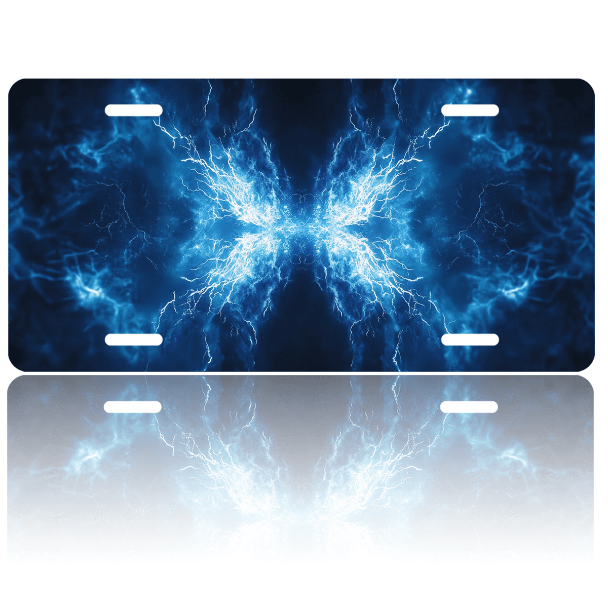 1 Pcs 2D Flat License Plate Covers & Frames, Blue Lightning For ...