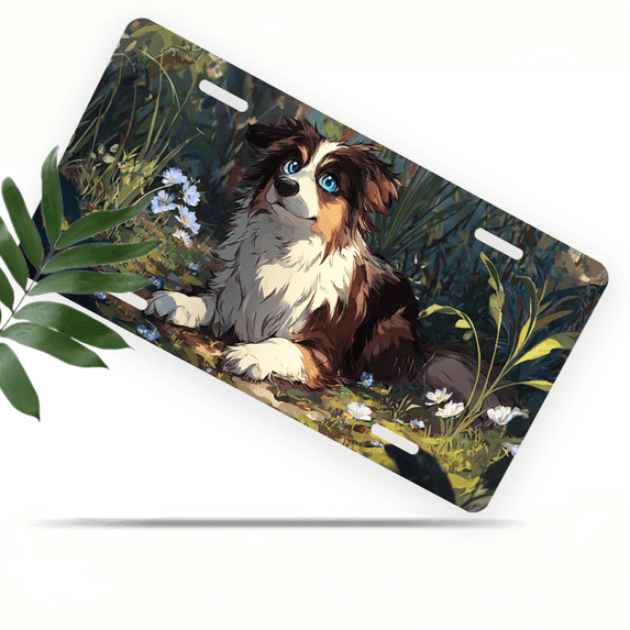 1 Pcs 2D Flat License Plate Covers & Frames, A Border Collie For ...