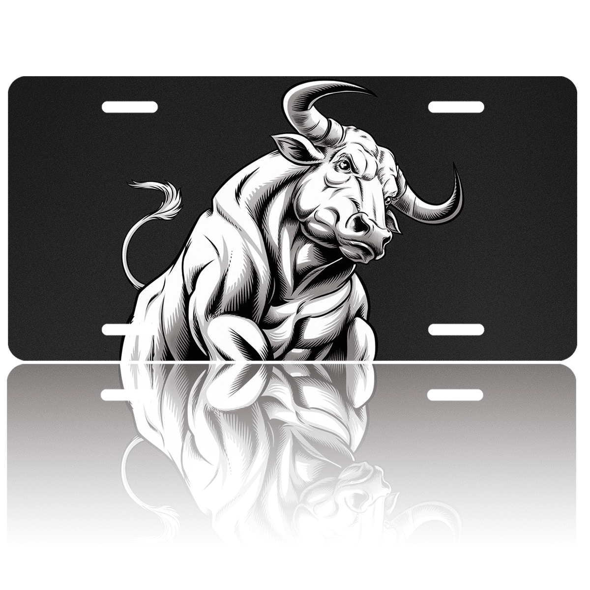 1 Pcs 2D Flat License Plate Covers & Frames, Bull For Decorative Front ...