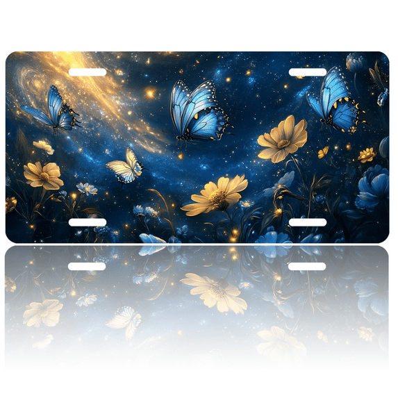 1 Pcs 2D Flat License Plate Covers & Frames, Butterflies and Flowers ...