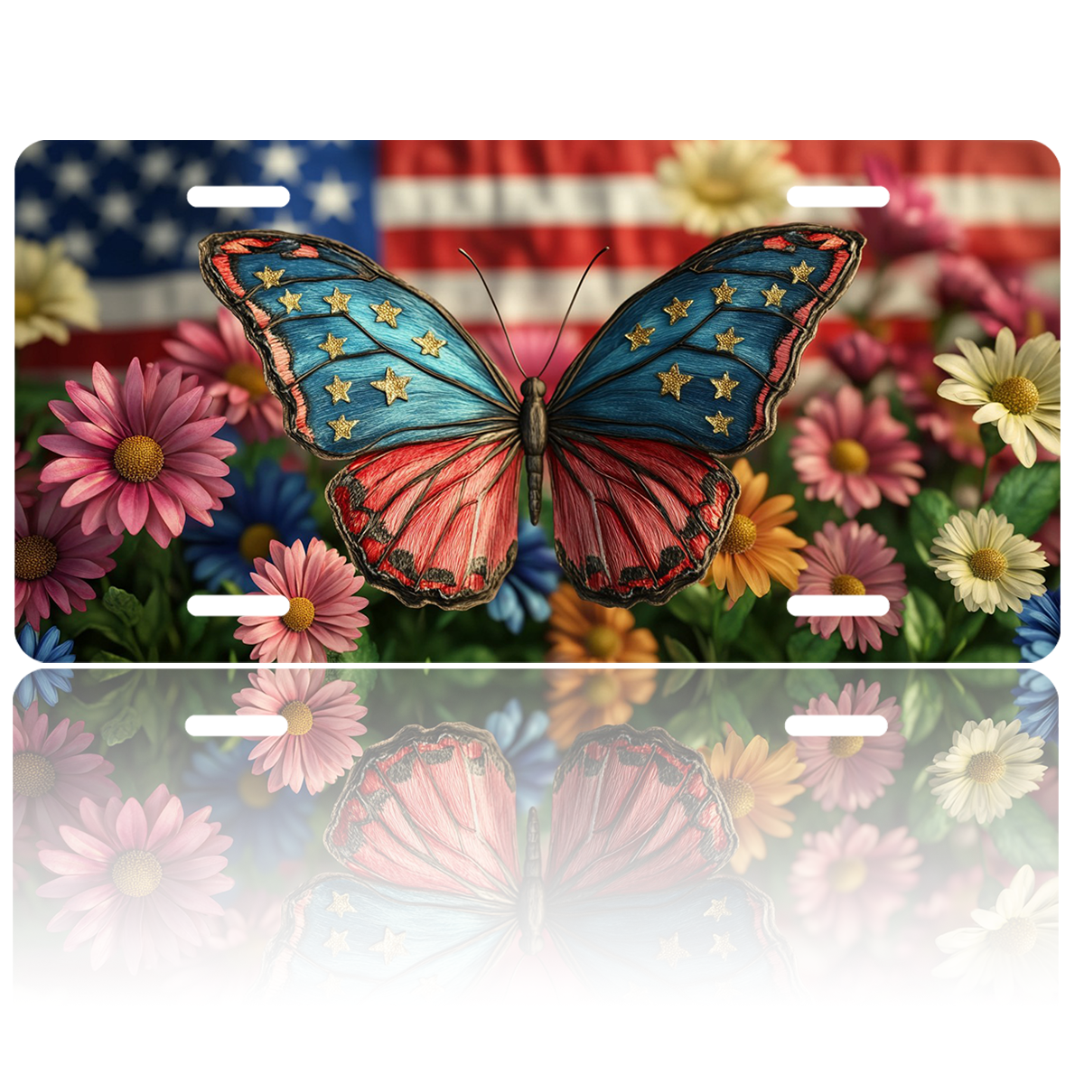 1 Pcs 2D Flat License Plate Covers & Frames, Butterfly with American ...