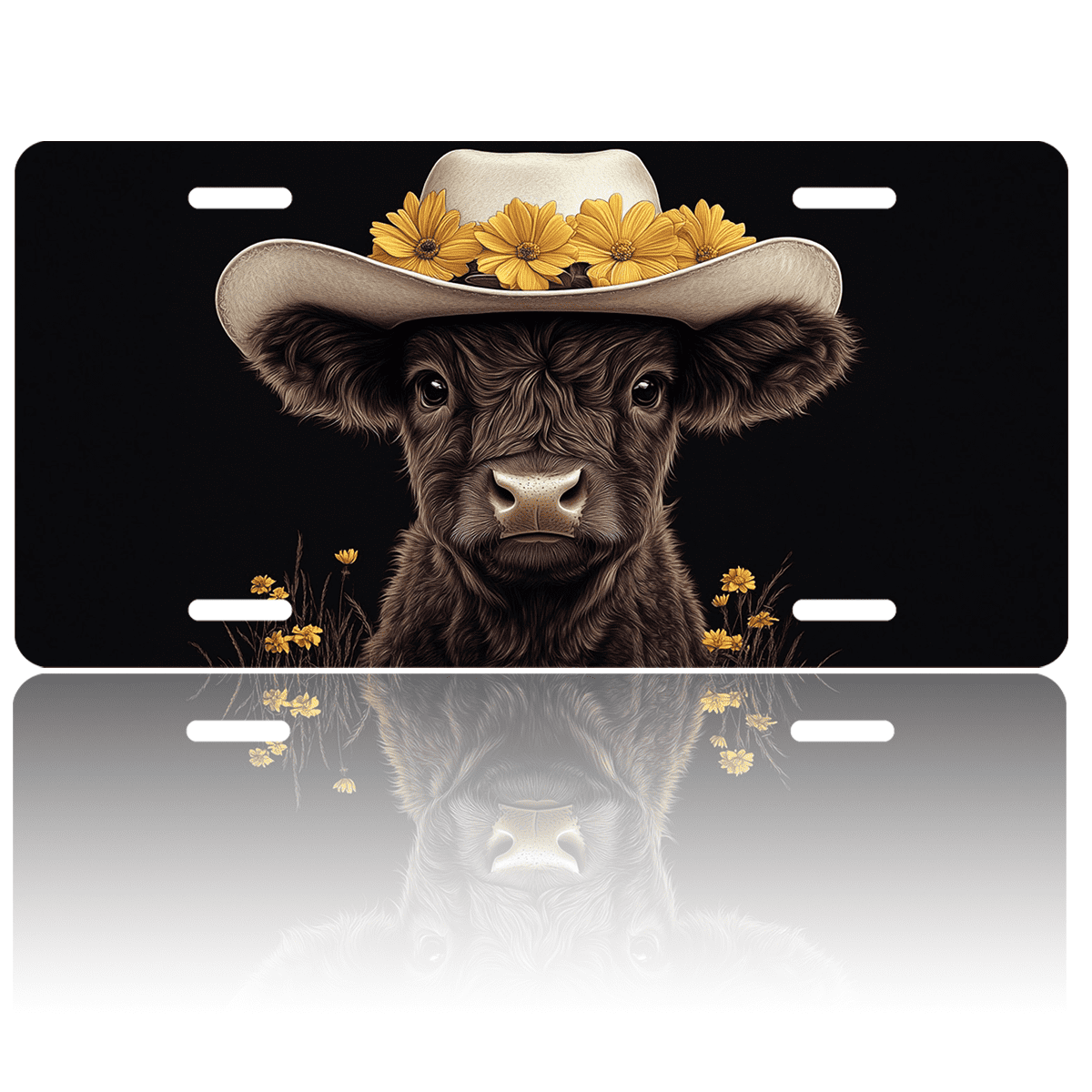 1 Pcs 2D Flat License Plate Covers & Frames, A Calf with a For ...