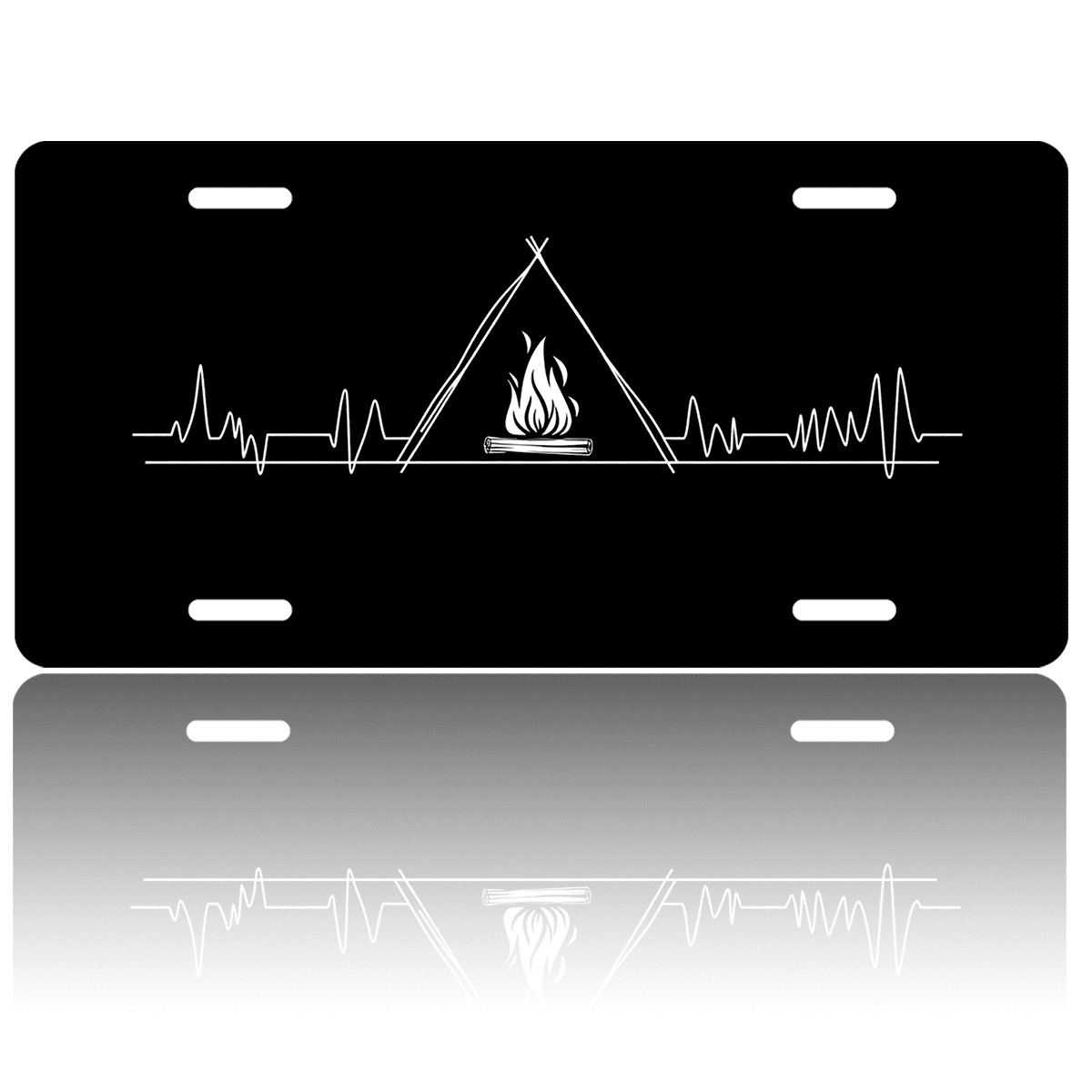 1 Pcs 2D Flat License Plate Covers & Frames, Campfire and EKG For ...