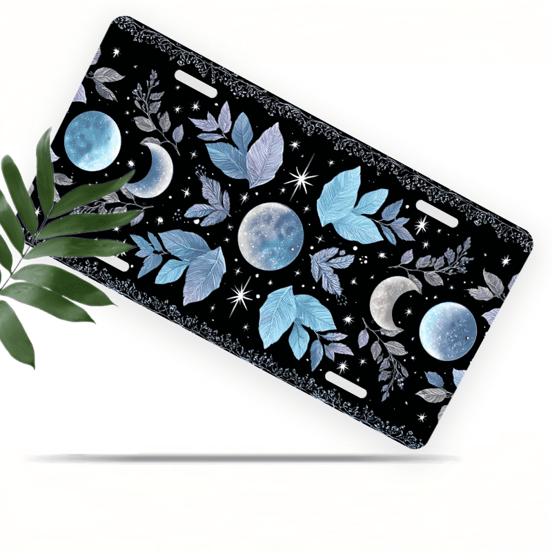 1 Pcs 2D Flat License Plate Covers & Frames, Celestial Moon For ...