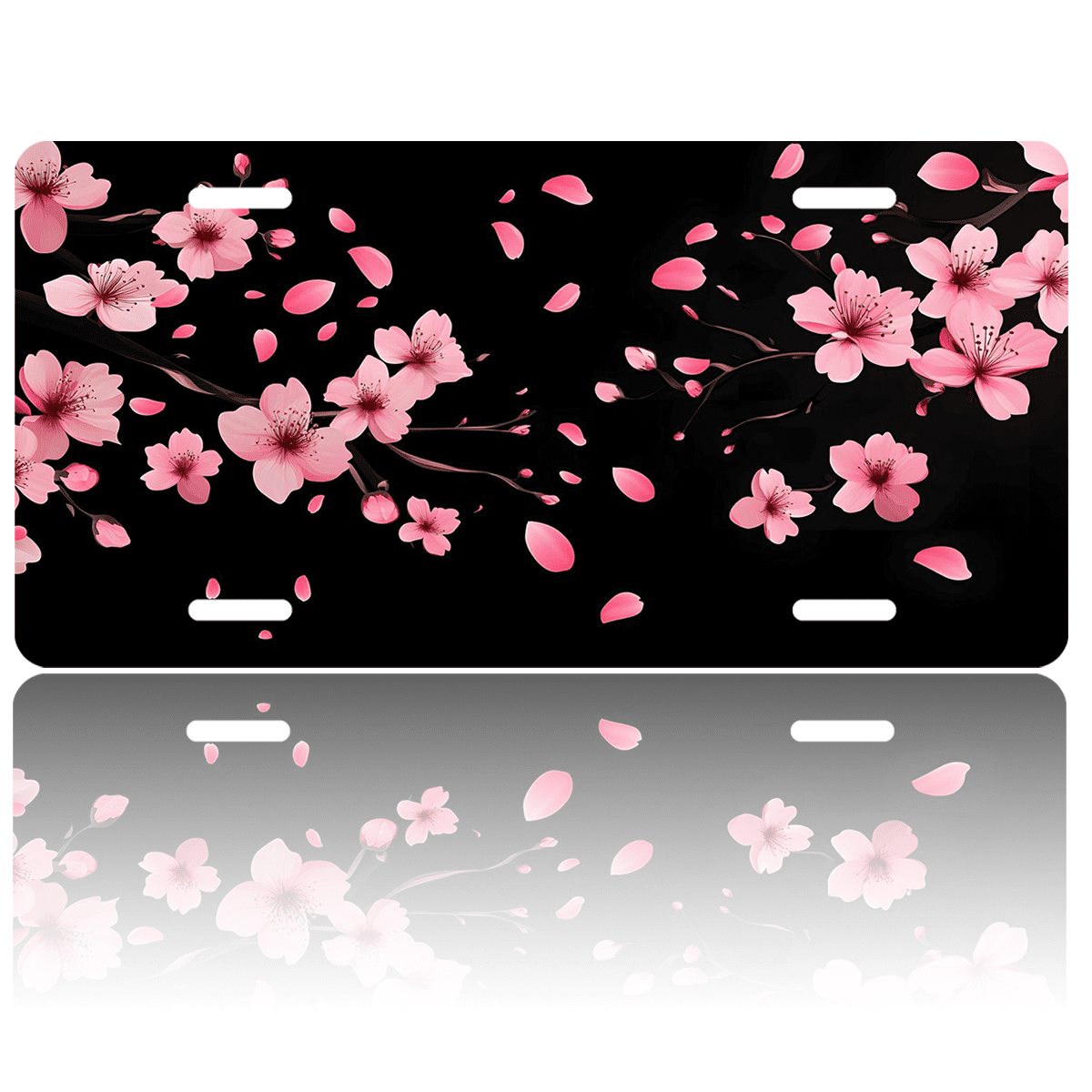 1 Pcs 2D Flat License Plate Covers & Frames, Cherry Blossoms For ...
