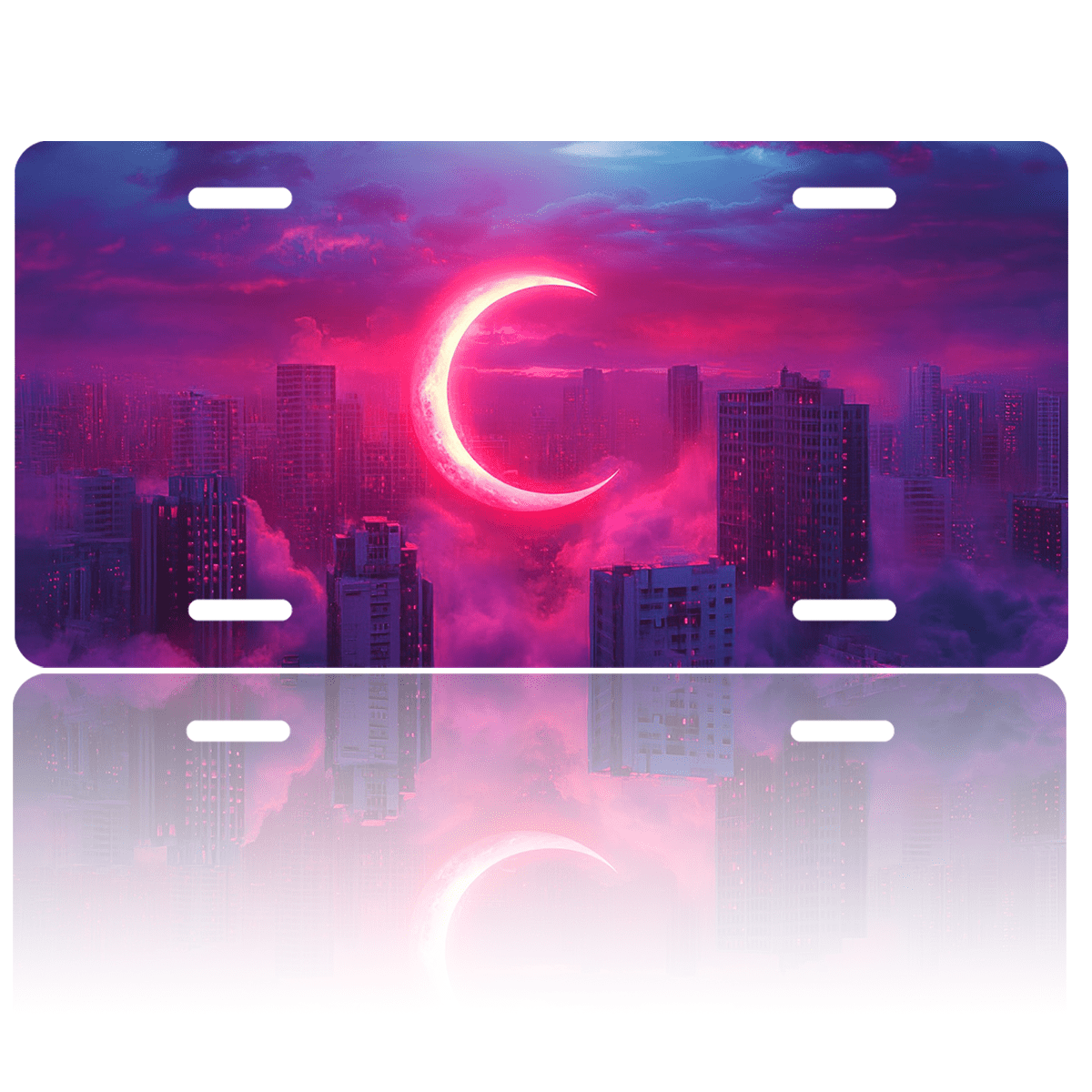 1 Pcs 2D Flat License Plate Covers & Frames, Cityscape For Decorative ...