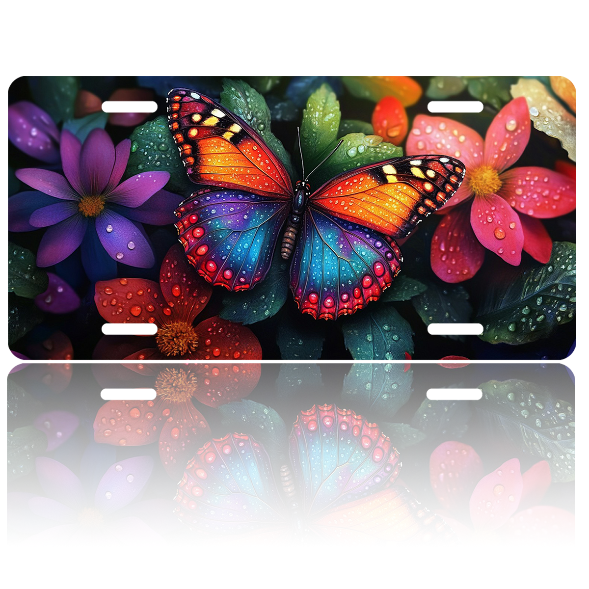 1 Pcs 2D Flat License Plate Covers & Frames, Colorful Butterfly For ...