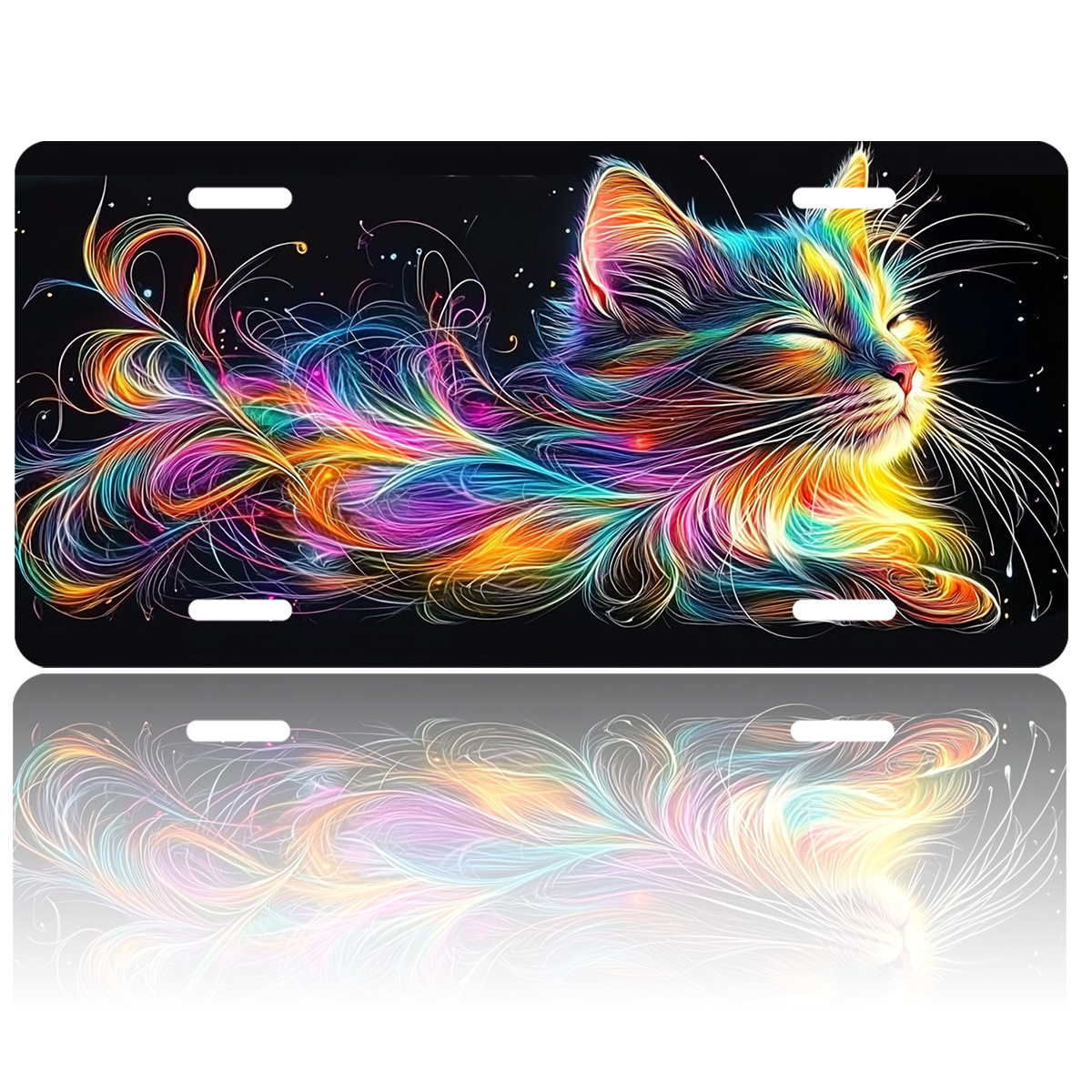 1 Pcs 2D Flat License Plate Covers & Frames, Colorful Cat For ...