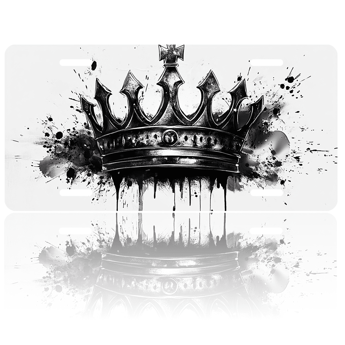 1 Pcs 2D Flat License Plate Covers & Frames, Crown For Decorative Front ...