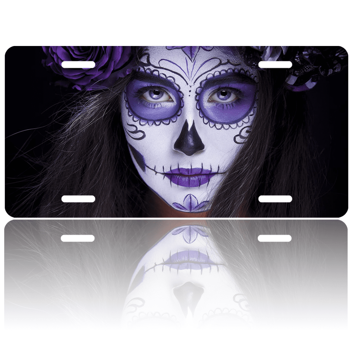 1 Pcs 2D Flat License Plate Covers & Frames, Day of the Dead For ...