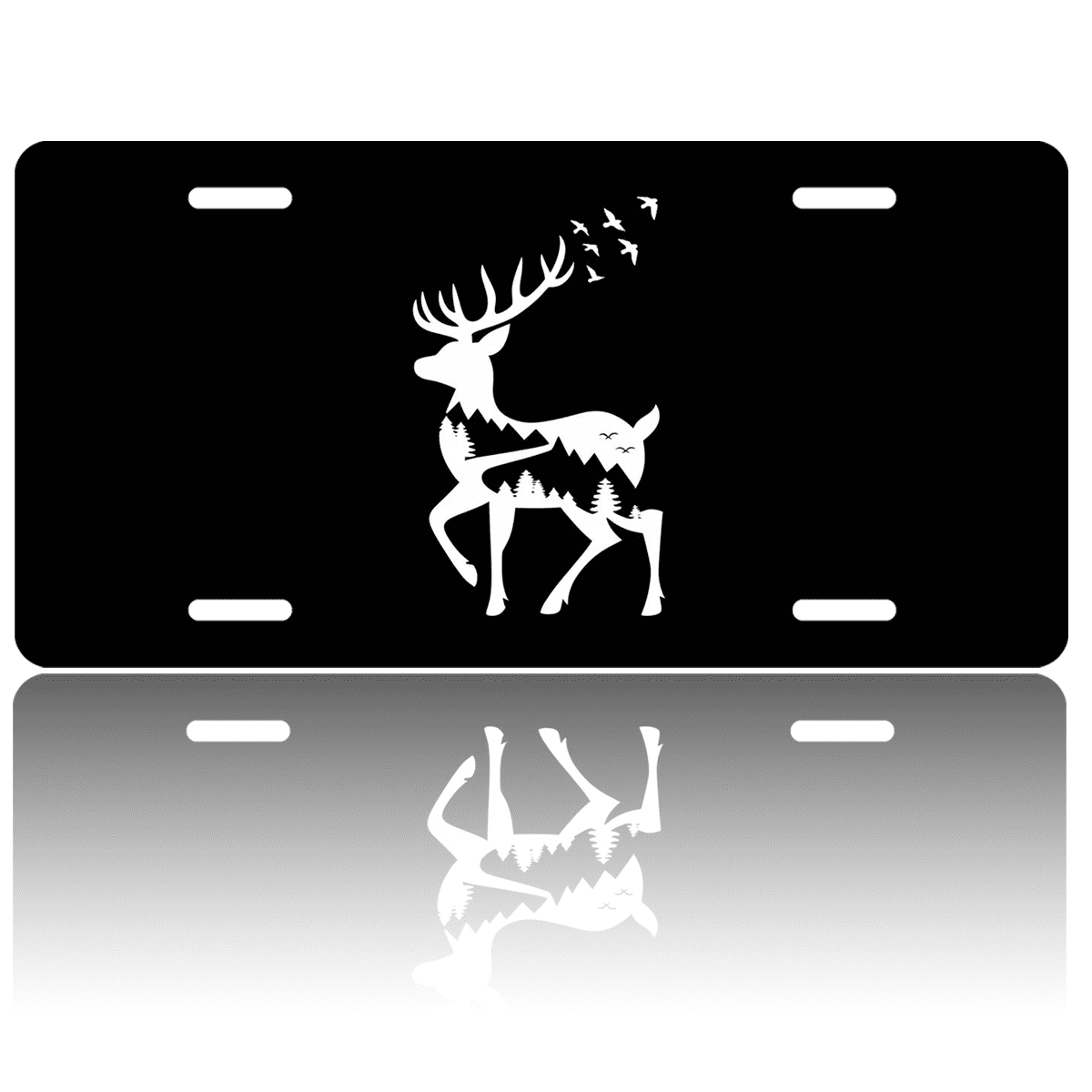 1 Pcs 2D Flat License Plate Covers & Frames, Deer with forest For ...