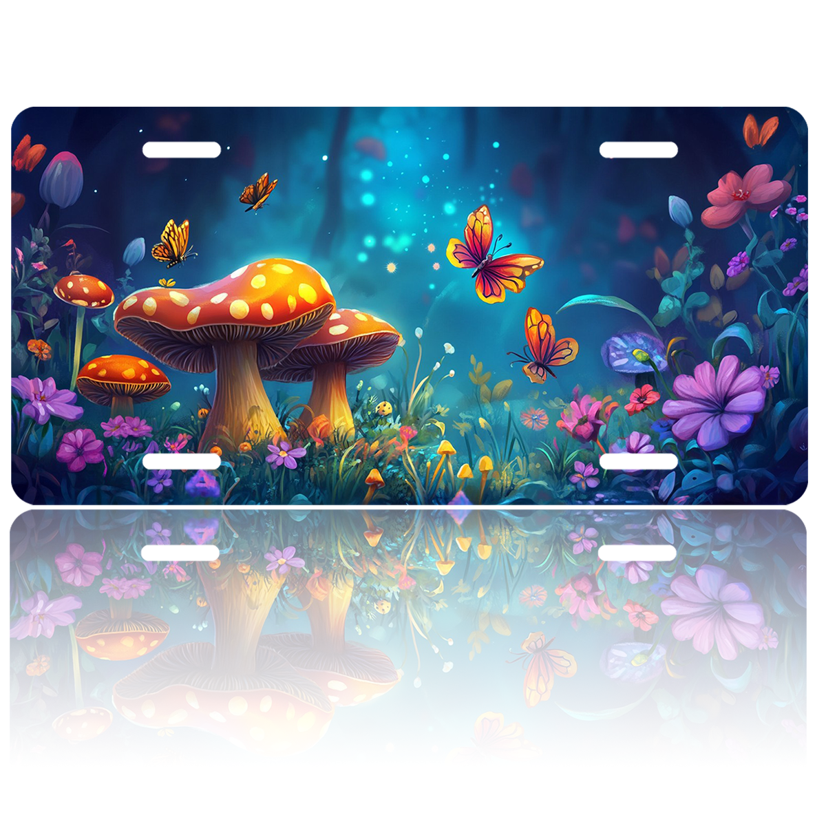 1 Pcs 2D Flat License Plate Covers & Frames, Fairyland with Mushrooms ...