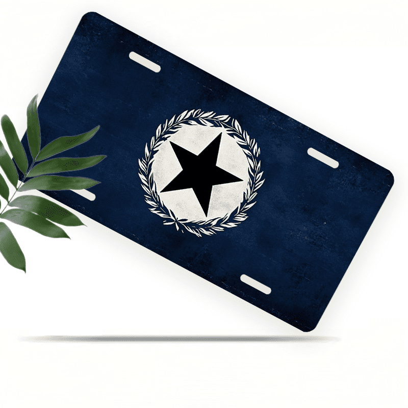 1 Pcs 2D Flat License Plate Covers & Frames, Flag with Black For ...
