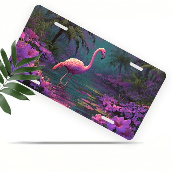 1 Pcs 2D Flat License Plate Covers & Frames, Flamingo in a For ...