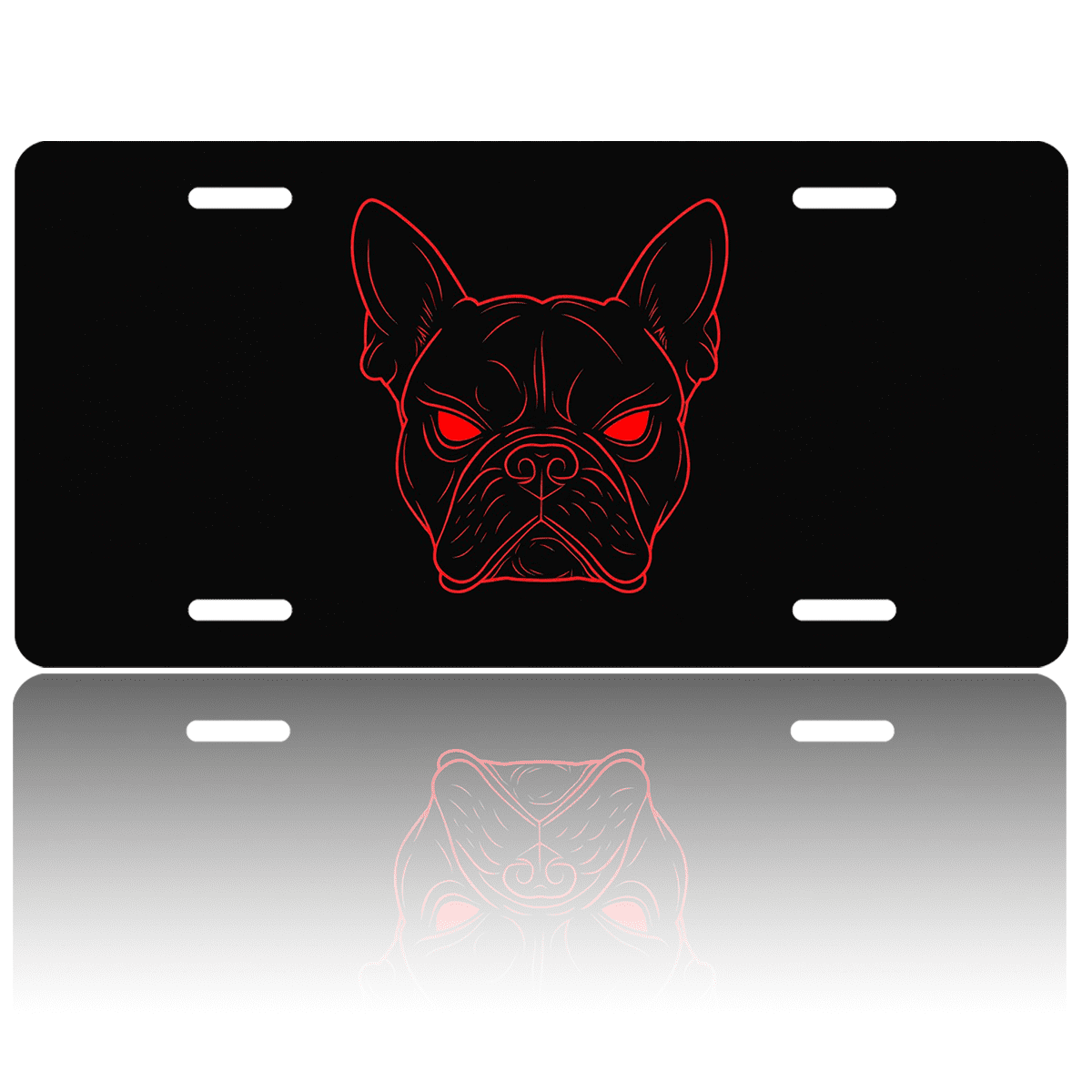 1 Pcs 2D Flat License Plate Covers & Frames, French Bulldog Head For ...
