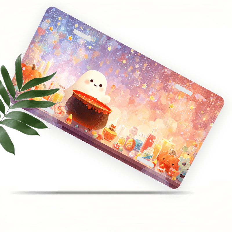 1 Pcs 2D Flat License Plate Covers & Frames, A Ghost Stirring For ...