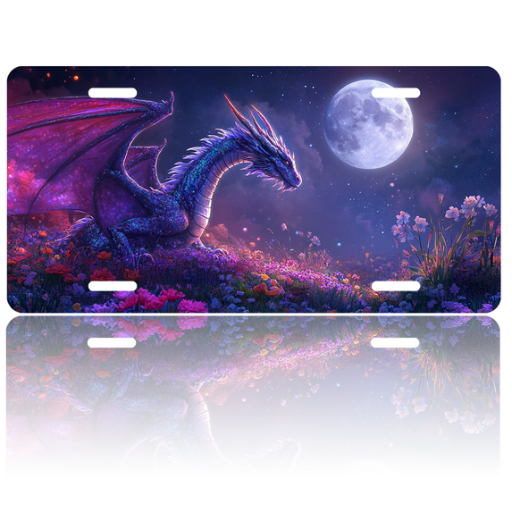 1 Pcs 2D Flat License Plate Covers & Frames, A Glittering Dragon For ...