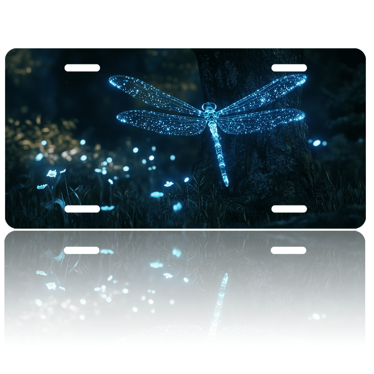 1 Pcs 2D Flat License Plate Covers & Frames, Glowing Dragonfly For ...