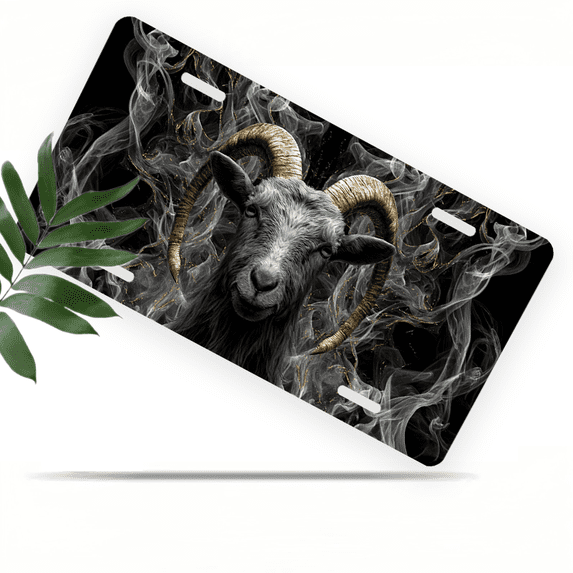 1 Pcs 2D Flat License Plate Covers & Frames, Goat For Decorative Front ...