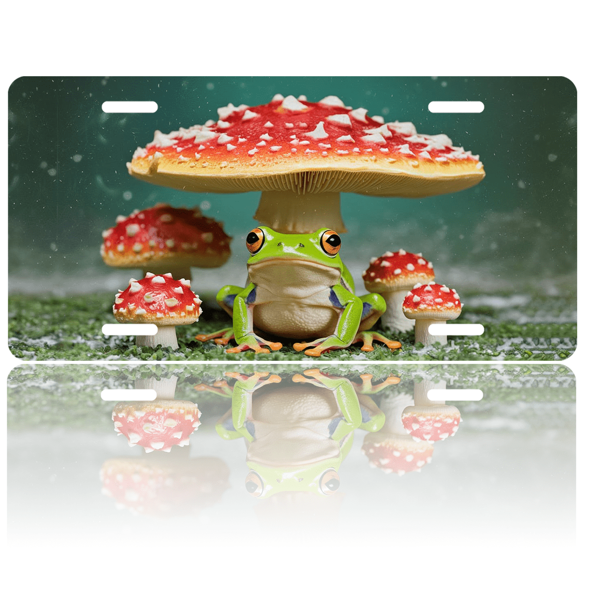 1 Pcs 2D Flat License Plate Covers & Frames, Green Frog under For ...