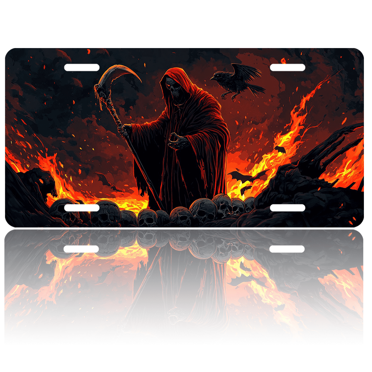 1 Pcs 2D Flat License Plate Covers & Frames, The Grim Reaper For ...