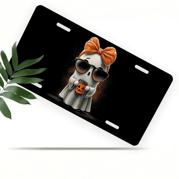 1 Pcs 2D Flat License Plate Covers & Frames, Halloween Ghost For ...