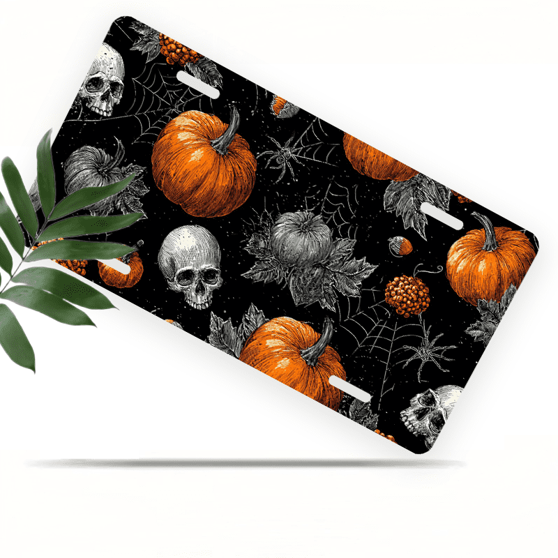 1 Pcs 2D Flat License Plate Covers & Frames, Halloween Pattern For ...