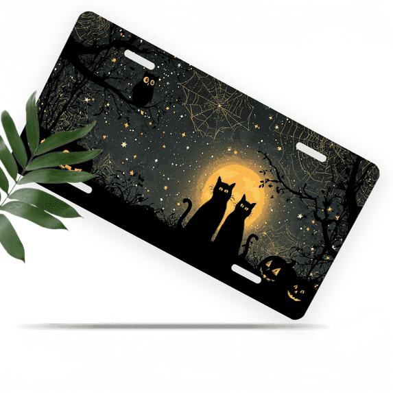 1 Pcs 2D Flat License Plate Covers & Frames, Halloween Scene For ...