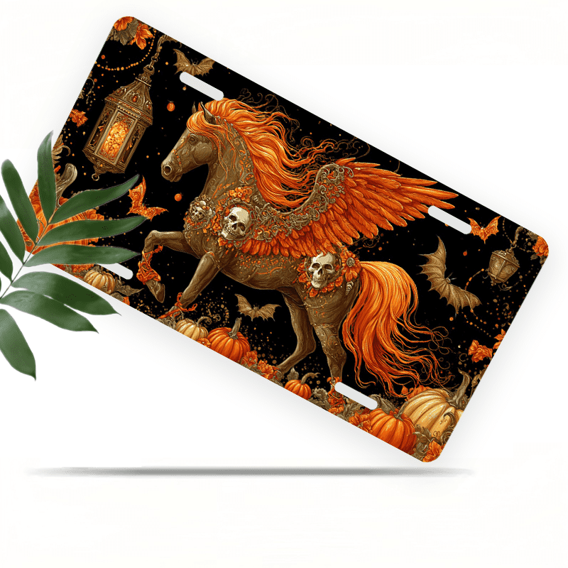 1 Pcs 2D Flat License Plate Covers & Frames, Halloween Winged For ...