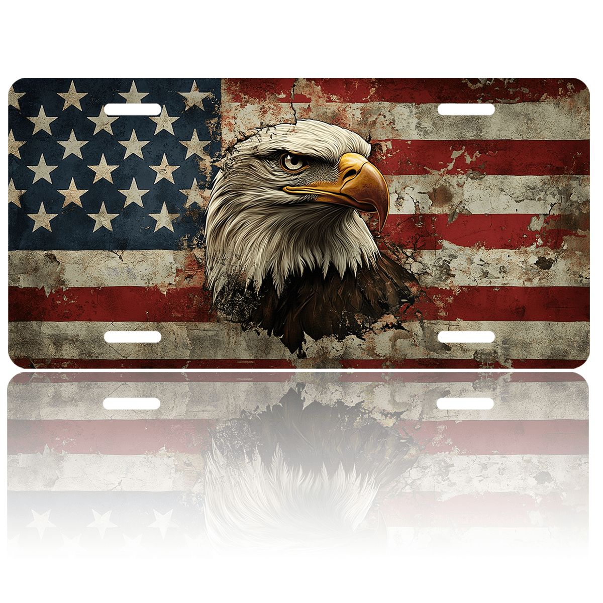 1 Pcs 2D Flat License Plate Covers & Frames, Head of American Eagle For ...