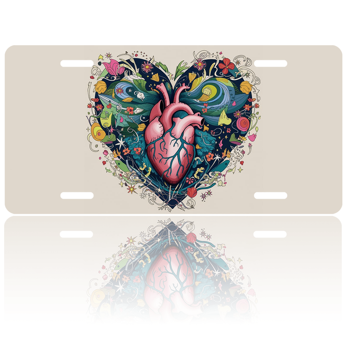 1 Pcs 2D Flat License Plate Covers & Frames, A Heart Surrounded For ...