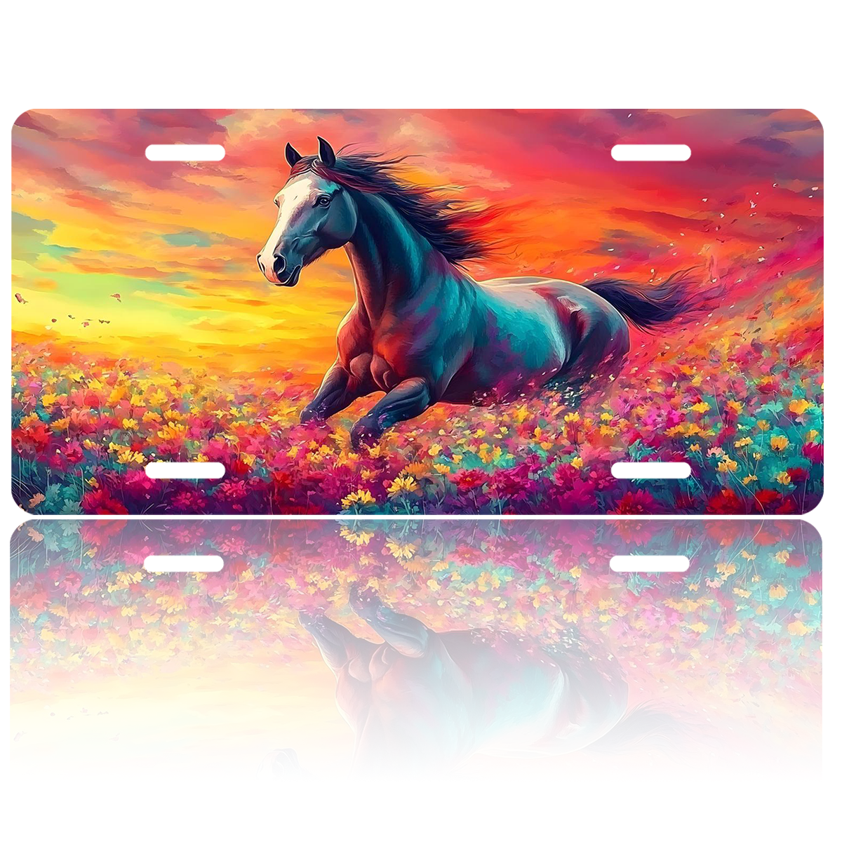 1 Pcs 2D Flat License Plate Covers & Frames, A Horse Galloping For ...